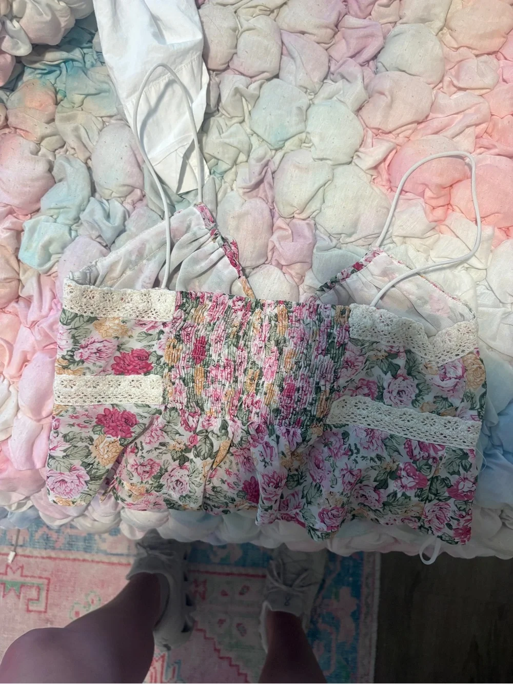 Princess Polly | Tops | Princess Polly Pink Floral Lacetrim Cami Top ...